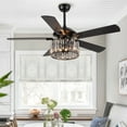 "Parrot Uncle 52"" Matte Black Wood 5-Blade Crystal Ceiling Fan with ...