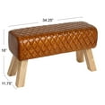Creative Co-Op Stitched Leather and Wood Bench, Camel and Natural ...