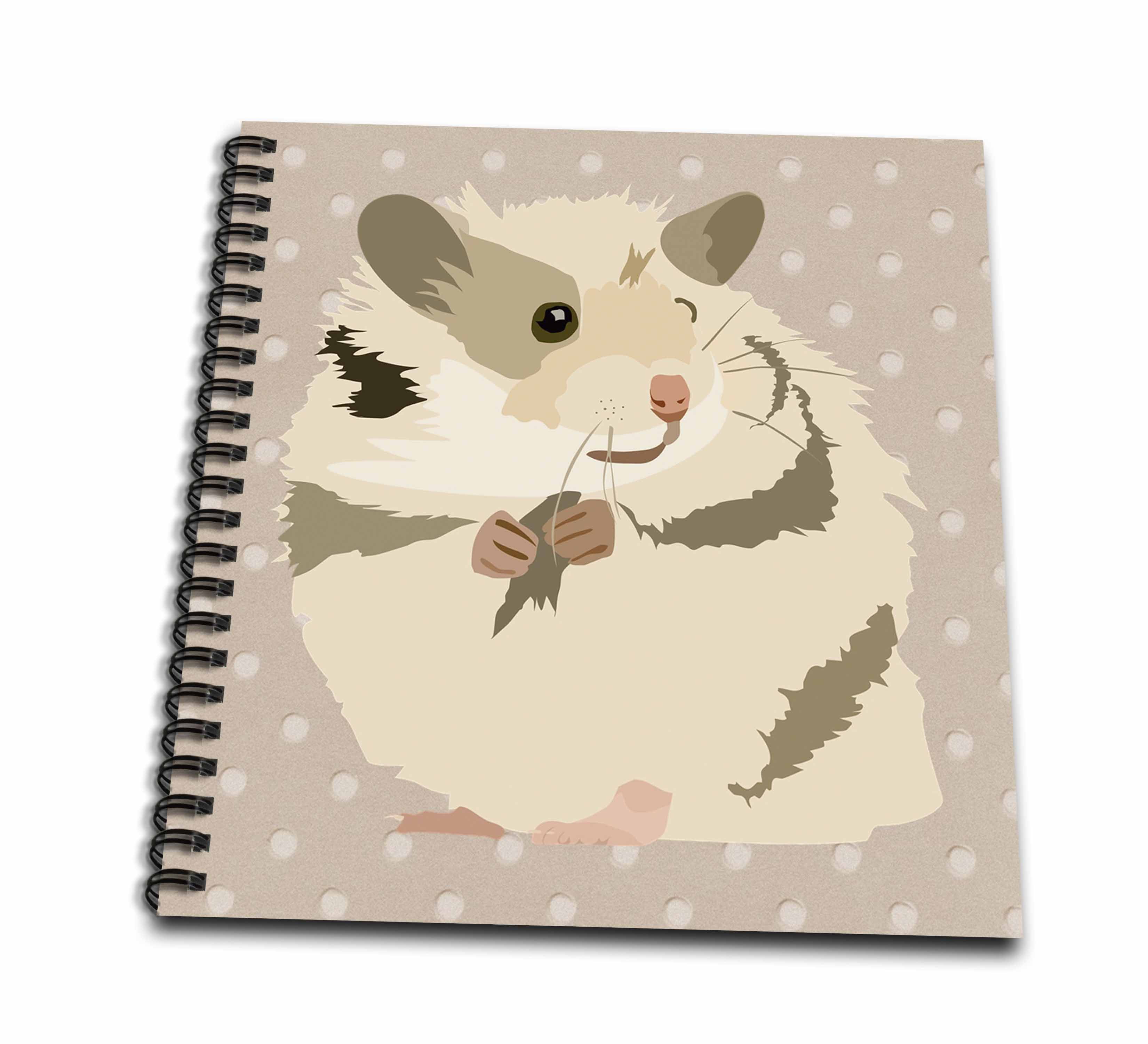 Image of Adorable Cartoon Hamster On Beige Dots Drawing Book 8 x 8 inch ...