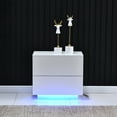 Modern High Gloss End Table Side Table & Led Lights Living Room White ...