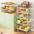 Fruit Basket for Kitchen with Wood Top 5 Tier, Stackable Fruit and ...