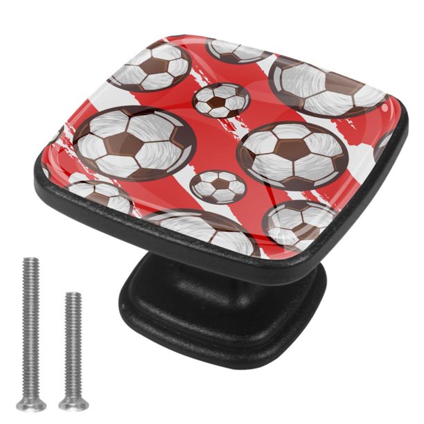 4 Pcs Cabinet Handle Drawer Pulls Football Knobs with Screws Square ...