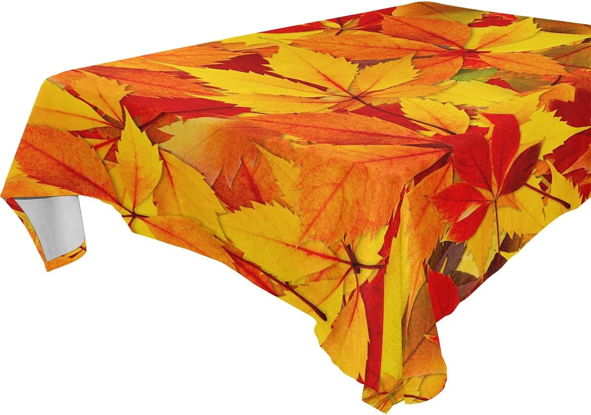 Fall Maple Yellow Leaves Square Tablecloth,Autumn Rectangle Modern ...