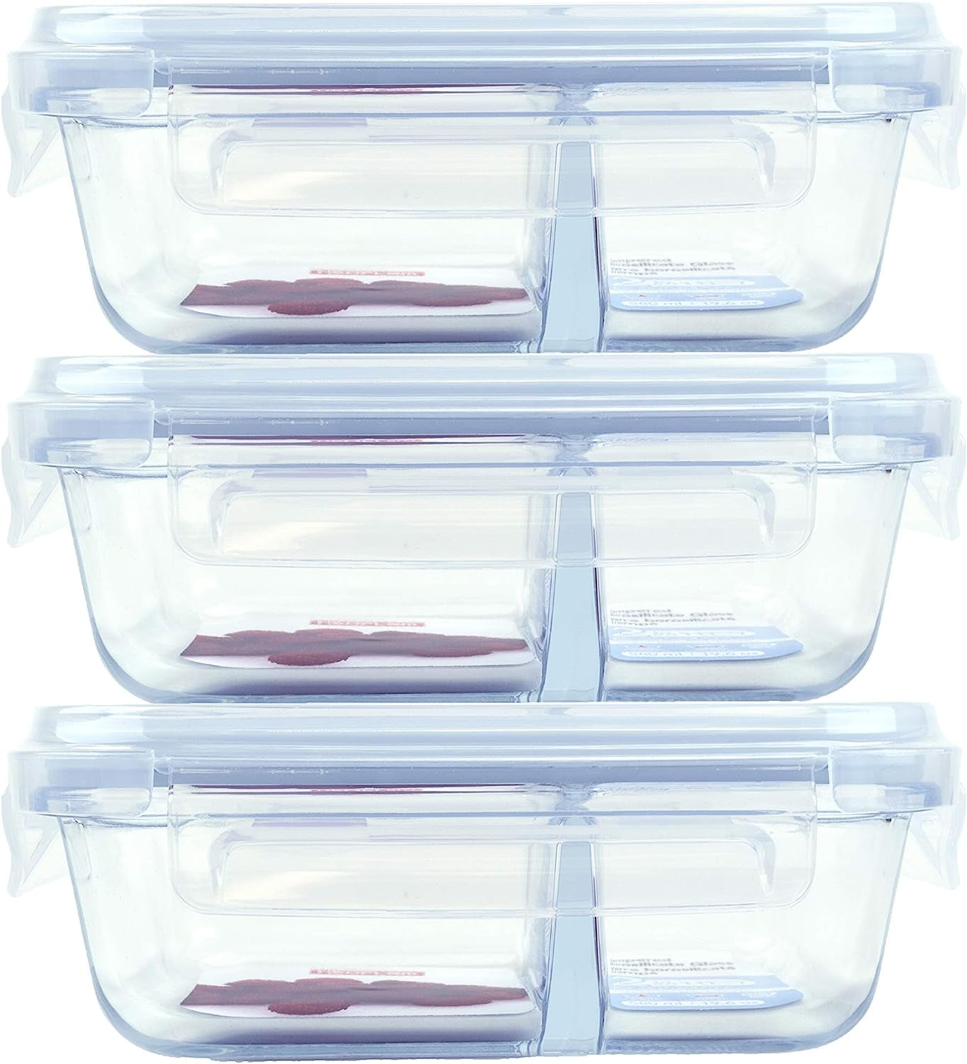 Neoflam CLOC Glass Divided Food Storage Container (Set of 3) | Airtight ...
