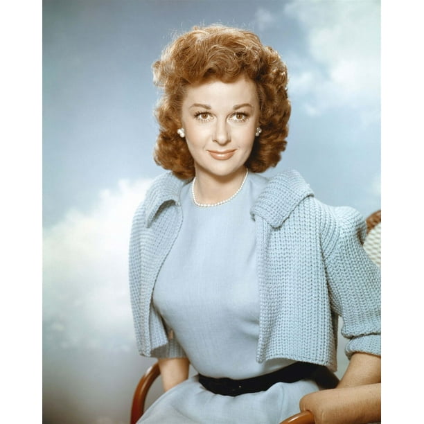 Susan Hayward beautiful 1950's studio portrait in blue dress cardigan ...