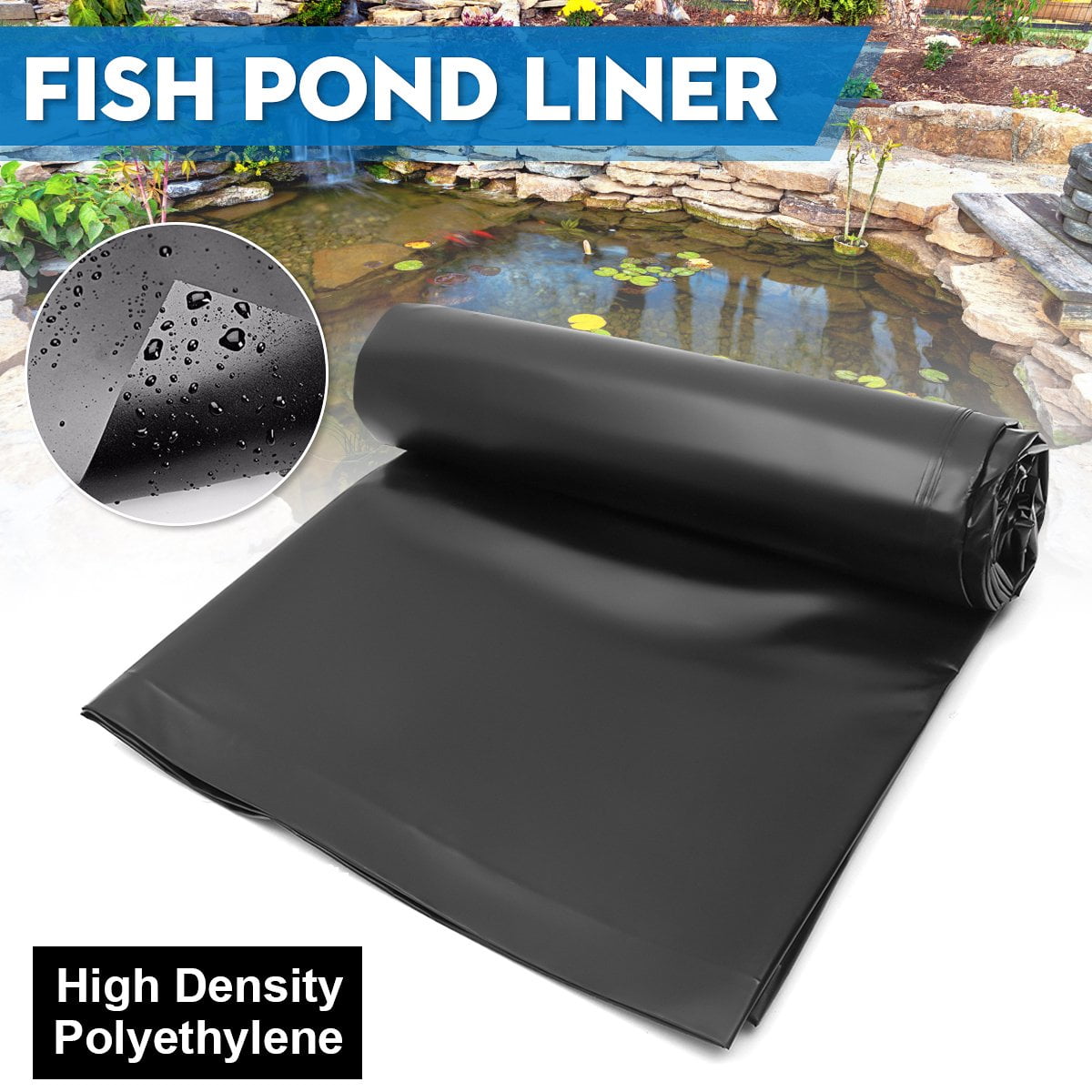 Pond Liner,ZPL 19.5x16.5ft HDPE Pond Skins Liner Kits for Gardens Patio ...