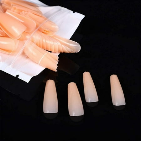 100pcs Solid Color Plastic Shiny High-Hard Holiday Nails Simple Pointed ...