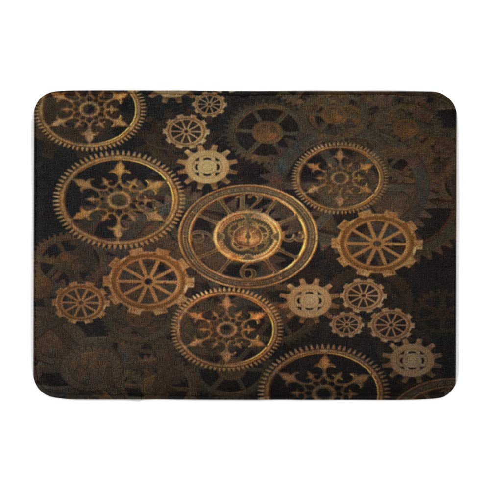 SIDONKU Steampunk Steam Punk Gears Clock Abstract Gold Doormat Floor ...