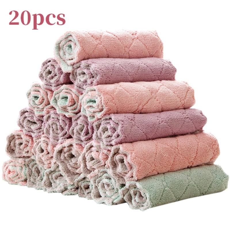 TureClos 20PCS Rag Dish Cloth Water Absorption Thickening Pot Washing ...