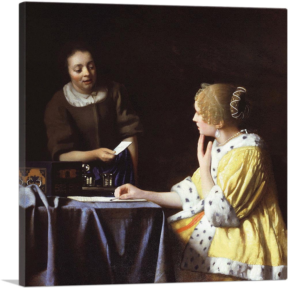 ARTCANVAS Mistress And Maid 1666 Canvas Art Print by Johannes Vermeer ...