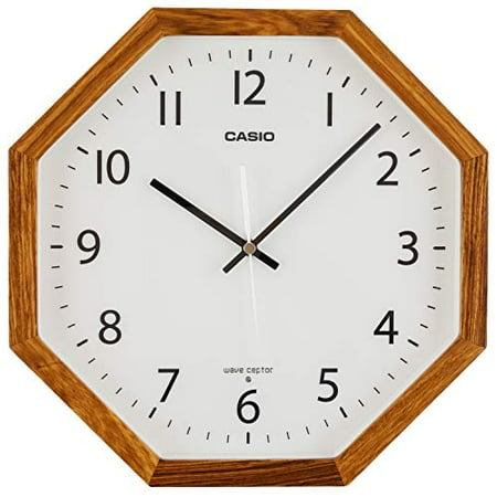 CASIO wall clock radio wave brown diameter 30.5cm analog octagonal ...