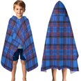 Blue and Red Checkered Pattern Teens Hooded Bath Towel Wrap for Ages 3 ...