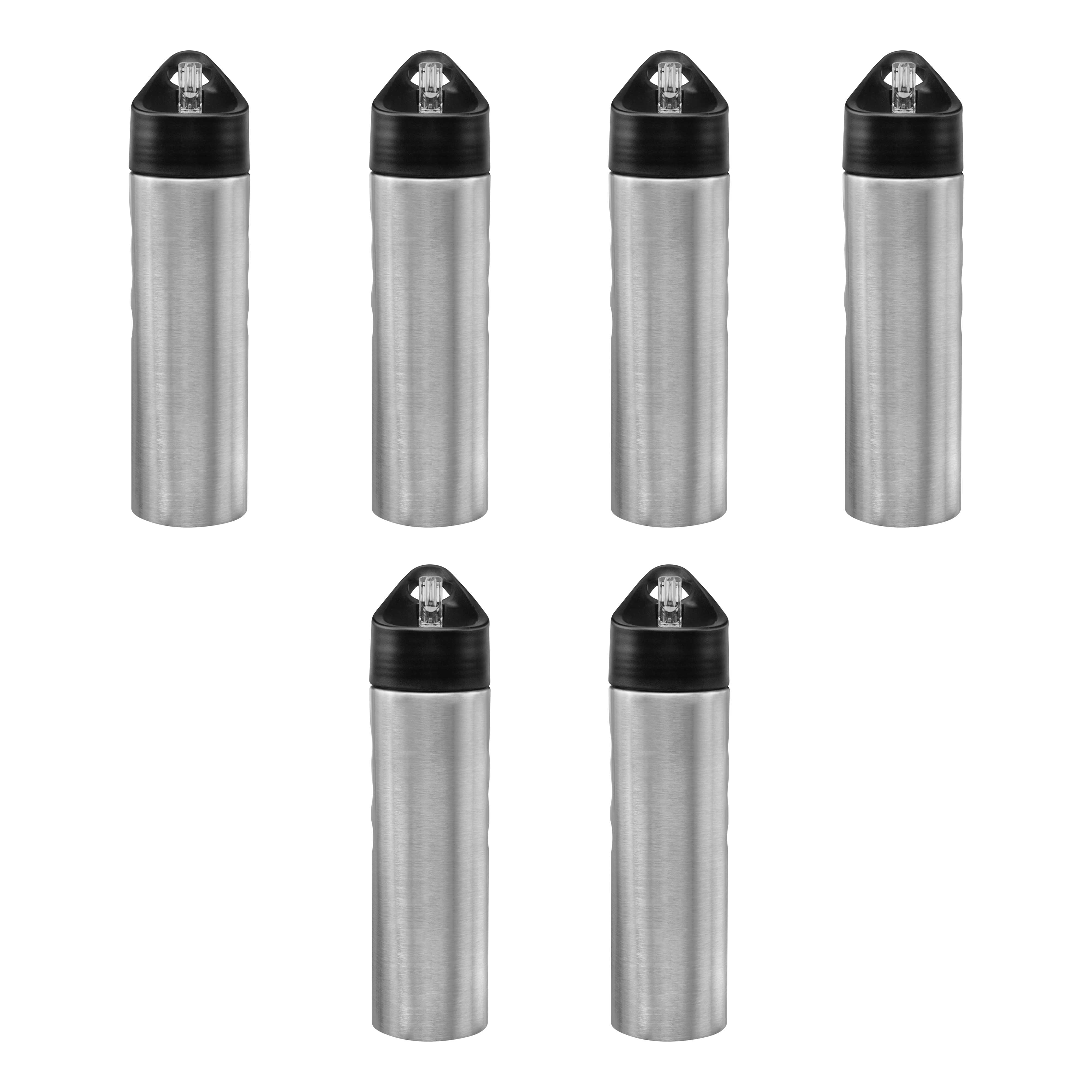 Slim Stainless Steel Water Bottles 25 oz, 6 pack, Reusable Gym Sports ...