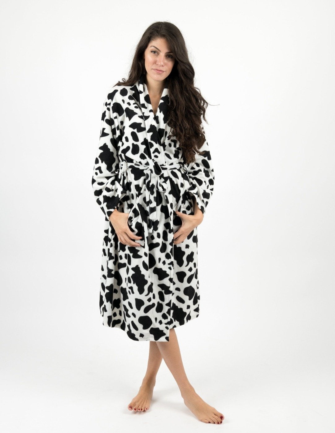 Leveret Womens Fleece Robe Cow L/XL - Walmart.com