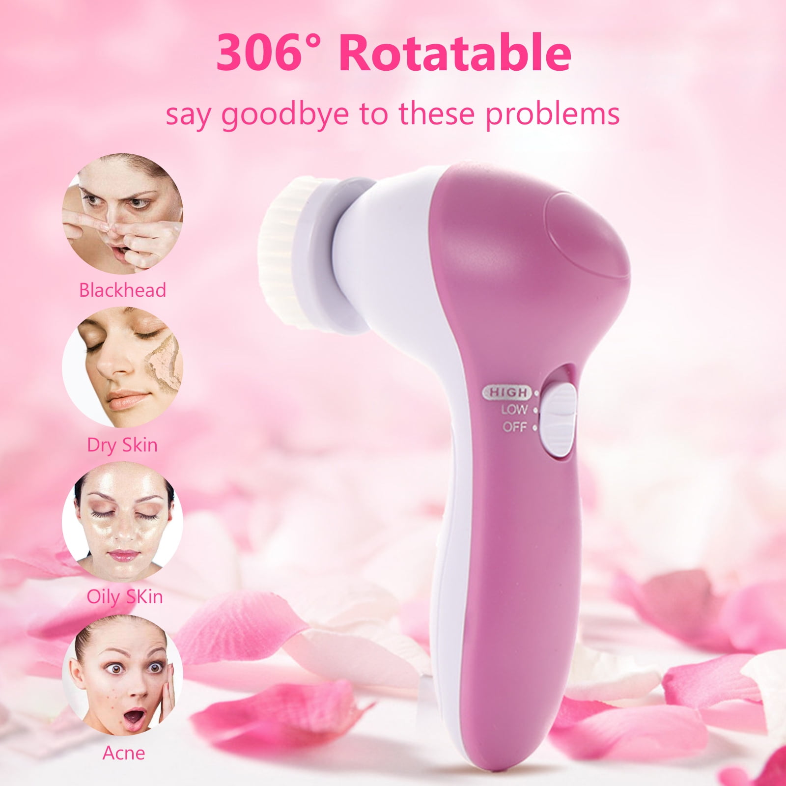Andoer 5 In 1 Electric Face Brush Facial Cleansing Brush Face Washing andoer-5-in-1-electric-face-brush-facial-cleansing-brush-face-washing