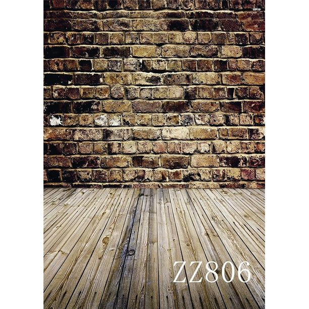 MOHome 5x7ft Rustic Barn Wood Floor Photography Background Vintage Brick Wall Photo Backdrops ...