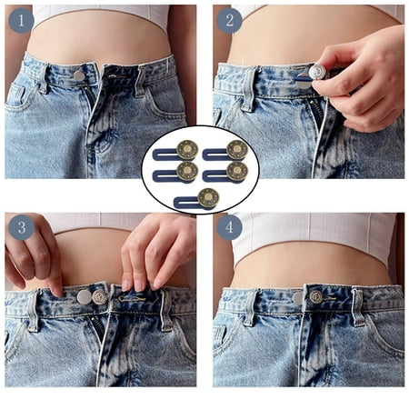 5 Pieces Round Metal Buttons, Women Men Jeans Pants Waist Stretch ...