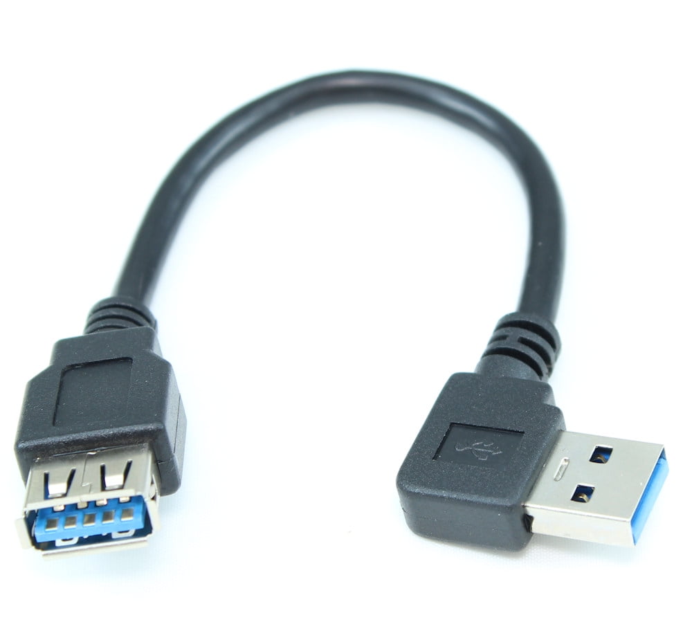 RIGHT-Facing ANGLED USB 3.0 Male to USB 3.0 Female Cable 6", Black ...