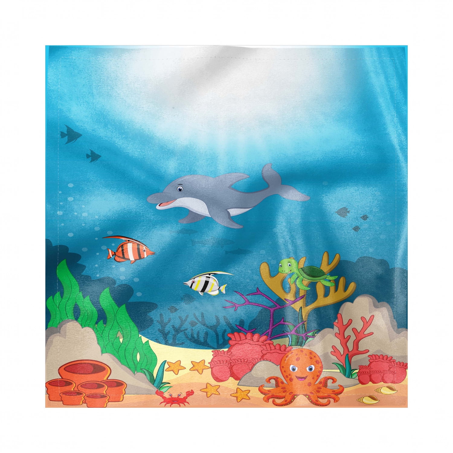 Deep Sea Decorative Napkins Set of 4, Colorful Underwater with Happy ...