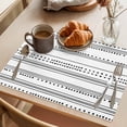 Boho Black White Modern Stripes Placemats Set of 8, Cotton Linen Fabric ...