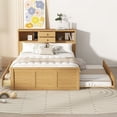 Full Size Solid Wood Bed Frame with Twin Size Trundle, 3 Drawers, Upper ...