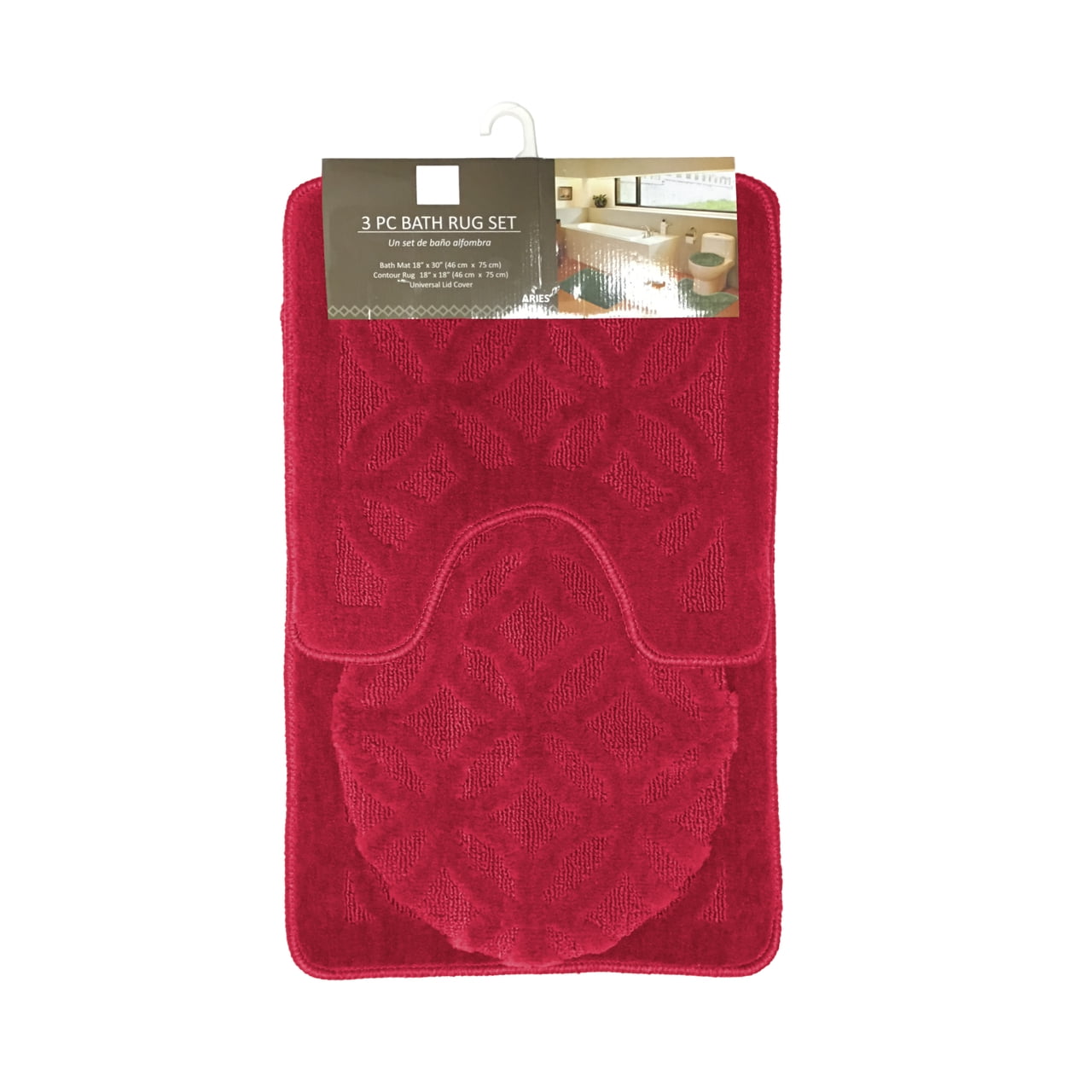 Aries Geometric Circles Design 3 Piece Bathroom Rug Set, Bath Rug ...