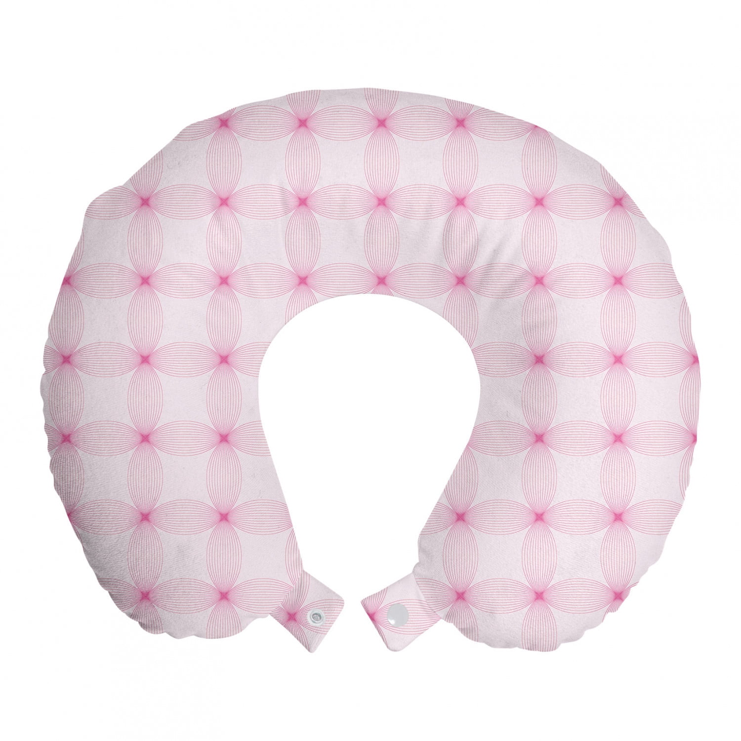 Modern Travel Pillow Neck Rest, Soft Tone Overlapping Geometric Circles ...