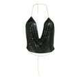 No Boundaries Black Chainmail Draped Neck Halter Top - Walmart.com