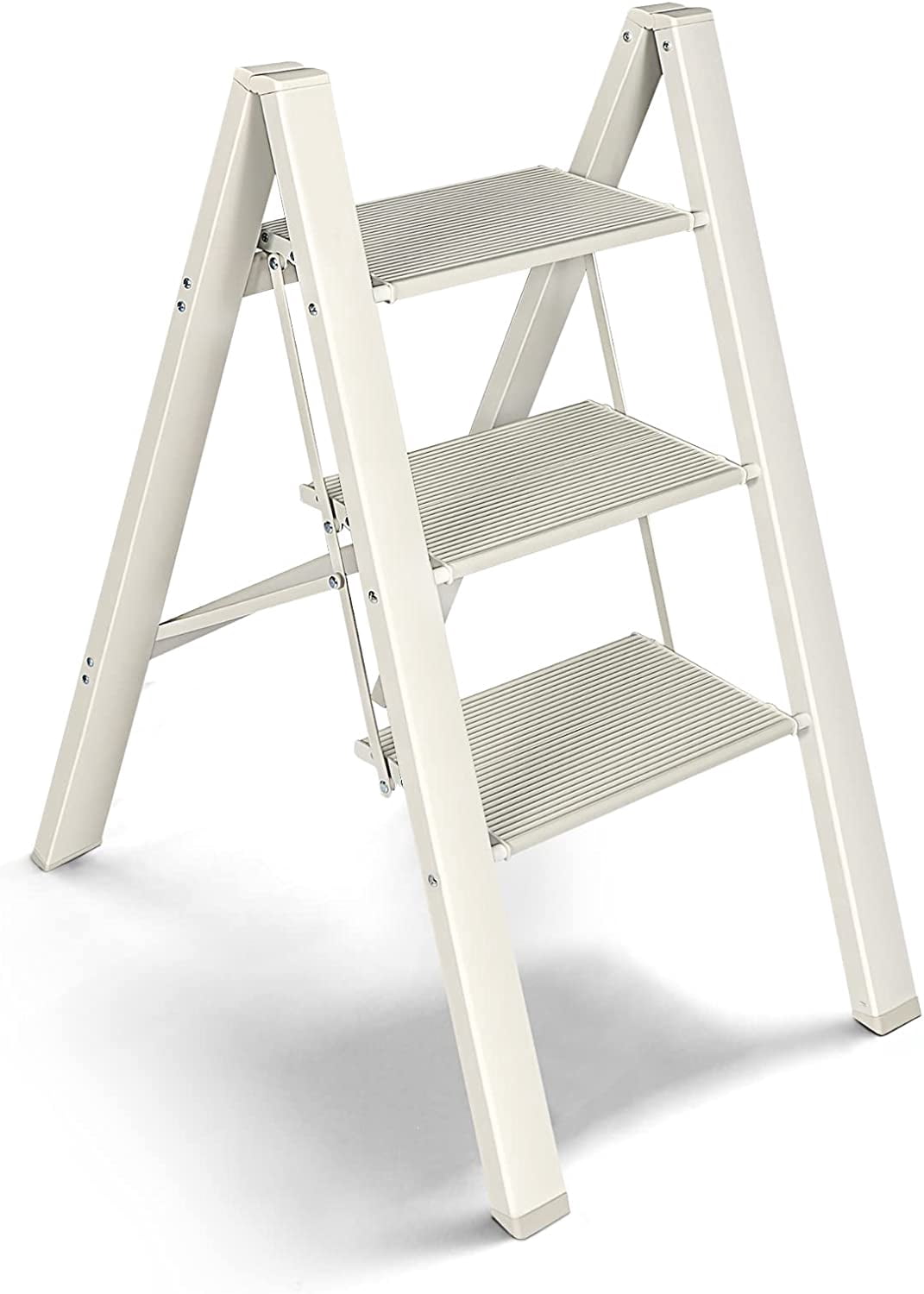 3 Step Ladder, Folding Step Stool with Wide Anti-Slip Pedal, Aluminum ...