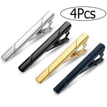Tie Clips for Men, 3 Pack Classic Tie Clip Silver Gold Black Necktie ...