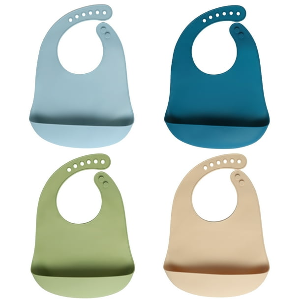 Hengguang 4Pcs Silicone Baby Bibs, Soft Waterproof Feeding Bibs with ...