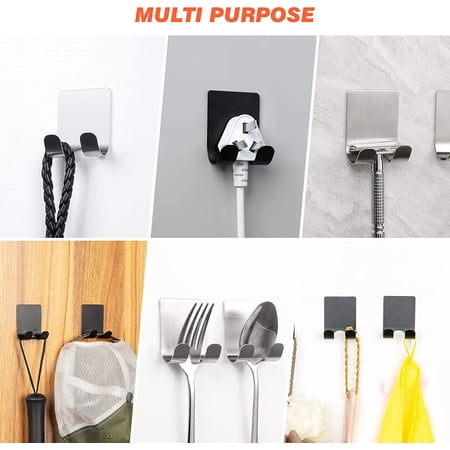 2 Pieces Stainless Steel Hooks Self Adhesive Door Wall Mount Shaver ...