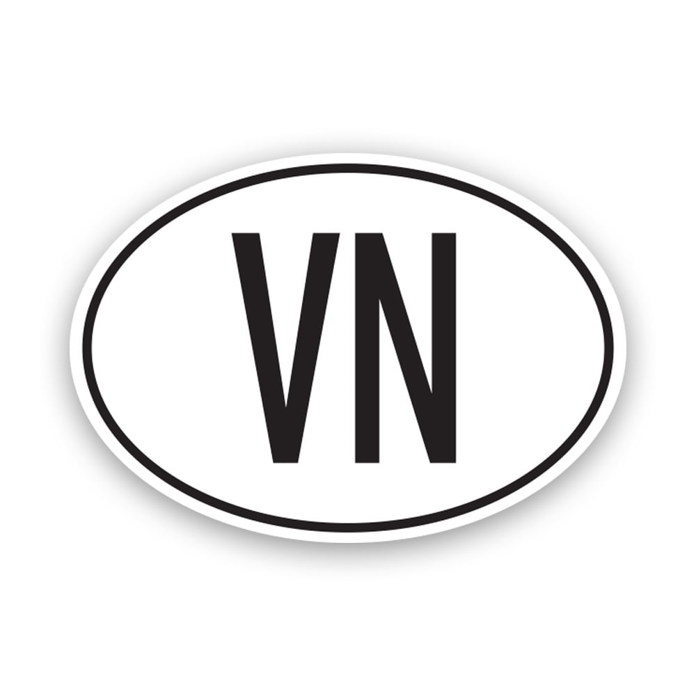 VN Vietnam Country Code Oval Sticker Decal - Self Adhesive Vinyl ...
