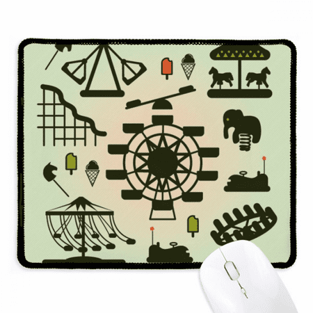 Dark Green Amusement Park Outline Mousepad Stitched Edge Mat Rubber ...