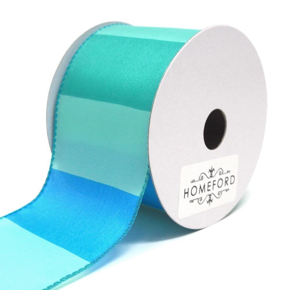 Large Gradient Stripes Wired Ribbon, Aqua, 2-1/2-Inch, 10 Yards ...