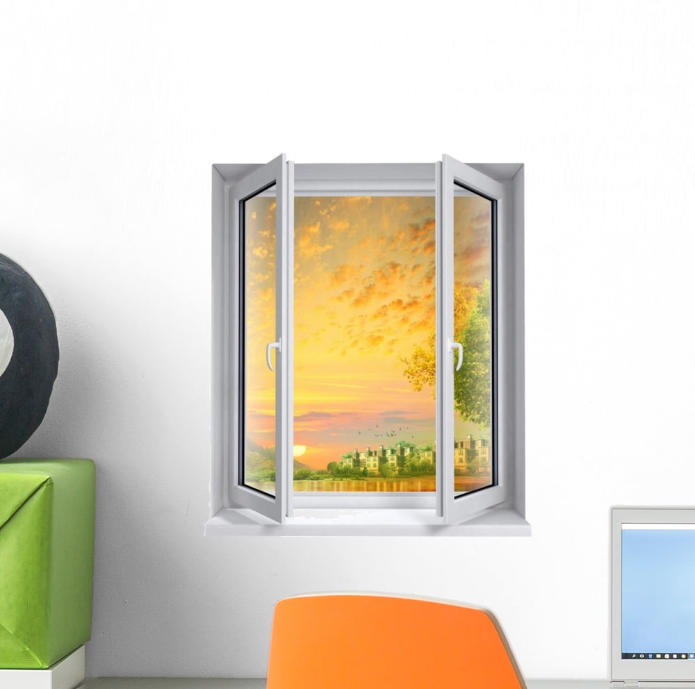 Romantic Sunset Window Wall Decal Wallmonkeys Peel and Stick Graphic ...