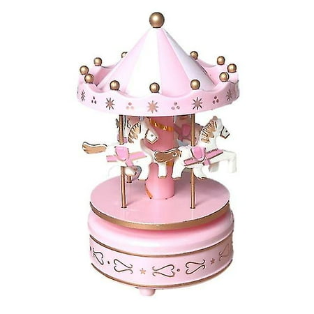 Classic Trojan Horse Carousel Carousel Music Box Toy Birthday Gift Pink ...