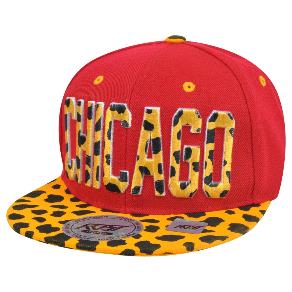 Chicago Chi Town Cheetah Spots Print Snapback Red Adjustable Flat Bill ...