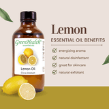 Lemon Essential Oil - 16 fl oz (473 ml) Glass Bottle w/ Cap - 100% Pure ...