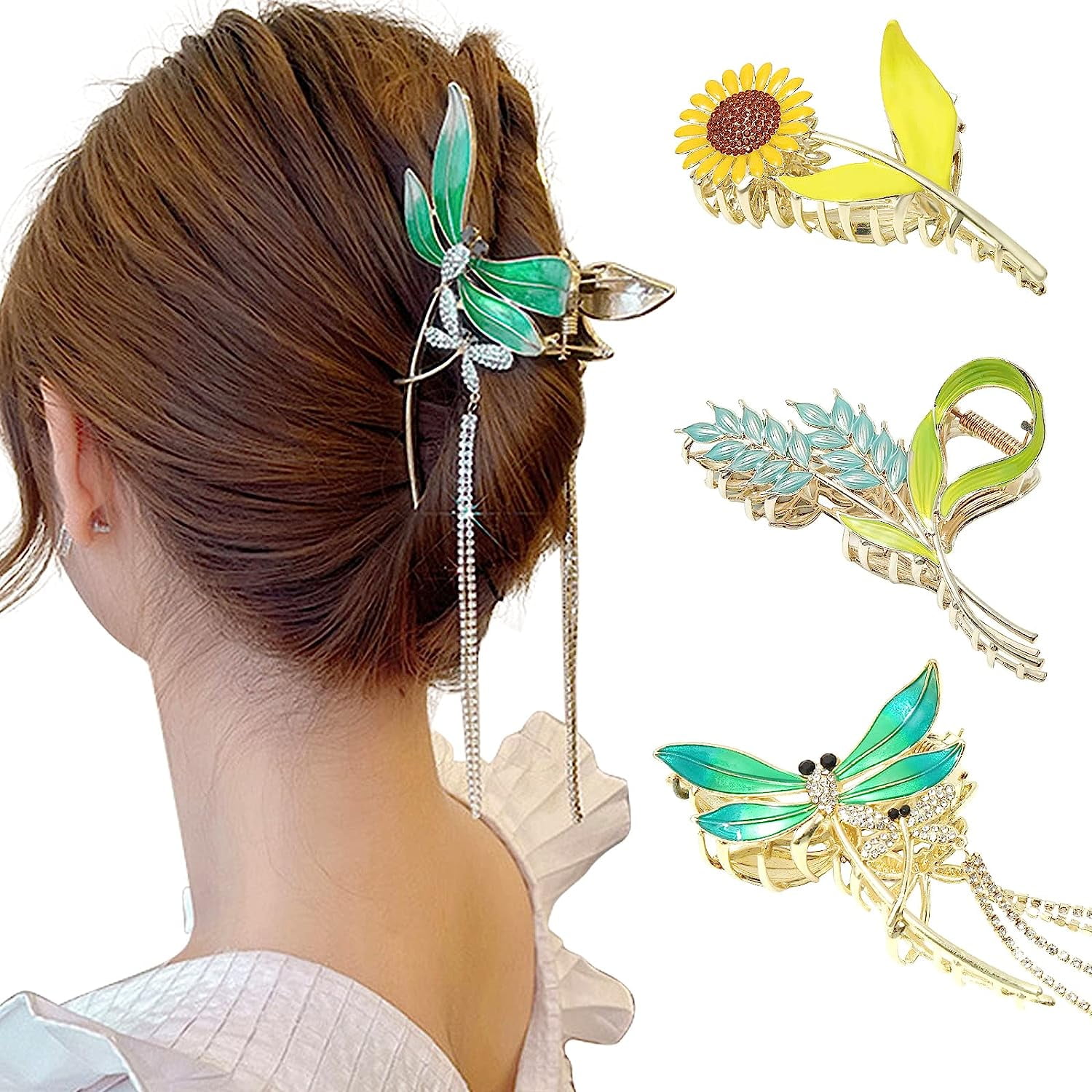 3 Pcs Flower Metal Hair Clips for Women Large Tulip Hair Claw Clips Non ...