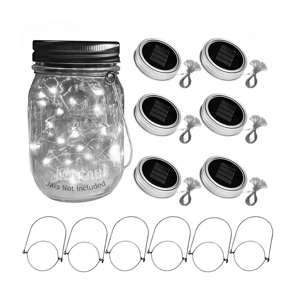6-Pack LED String Jar Lid Lights, 6 Hangers (jars not included), Mason ...