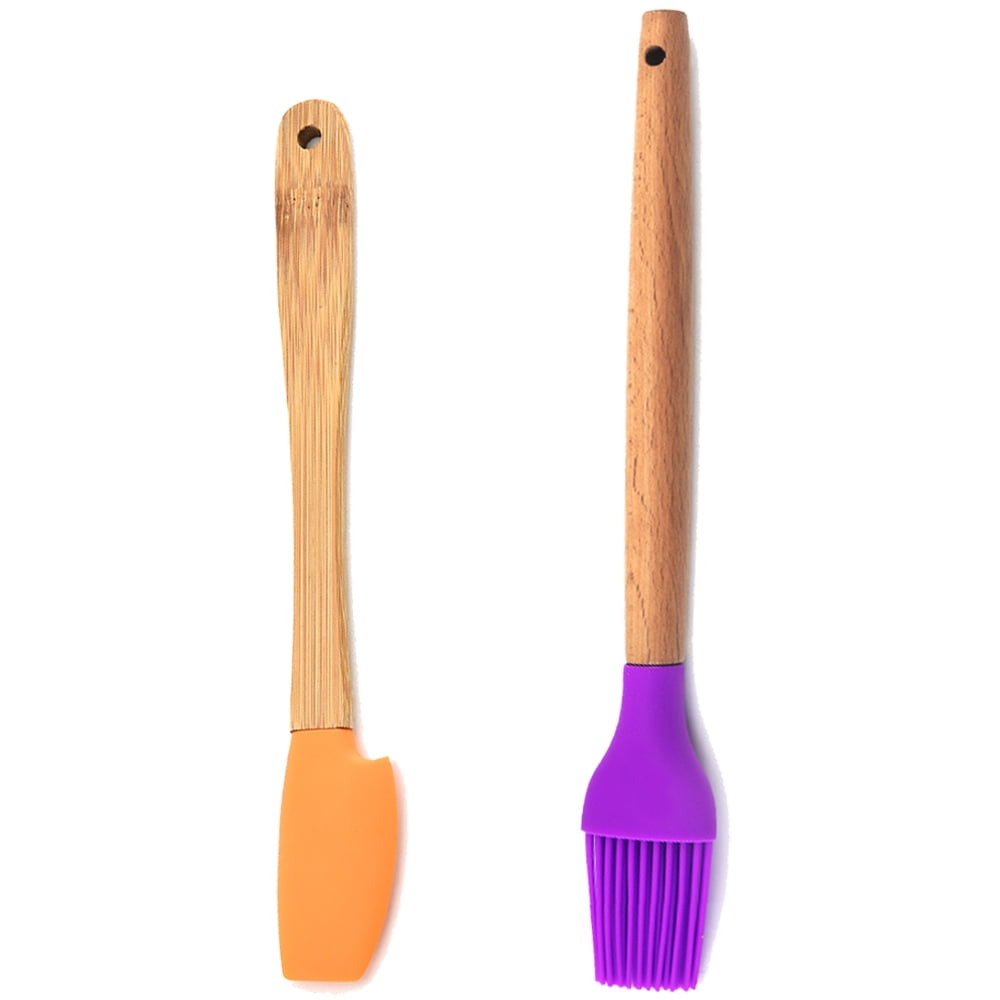2pc Silicone Mini Utensil Set with Bamboo Handles, Multicoloured ...