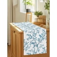 Burlap Table Runner 36 Inches Long, Watercolor Blue Floral Leaves Non ...