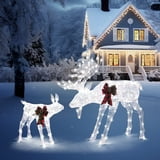 Ubesgoo Christmas Reindeer Outdoor Decor, 200 LED Lights, Stakes ...