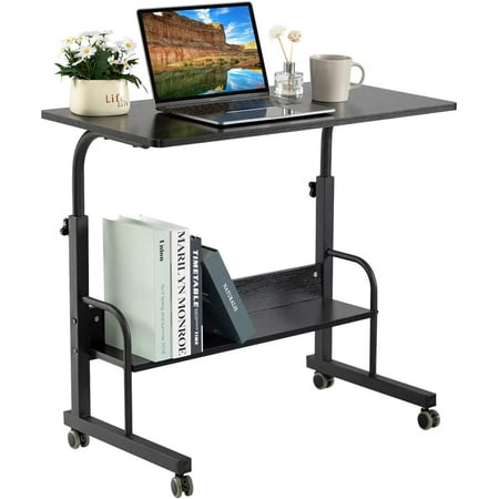 Mobile Side Table Mobile Laptop Desk Cart 31.50 Inches Tray Table ...