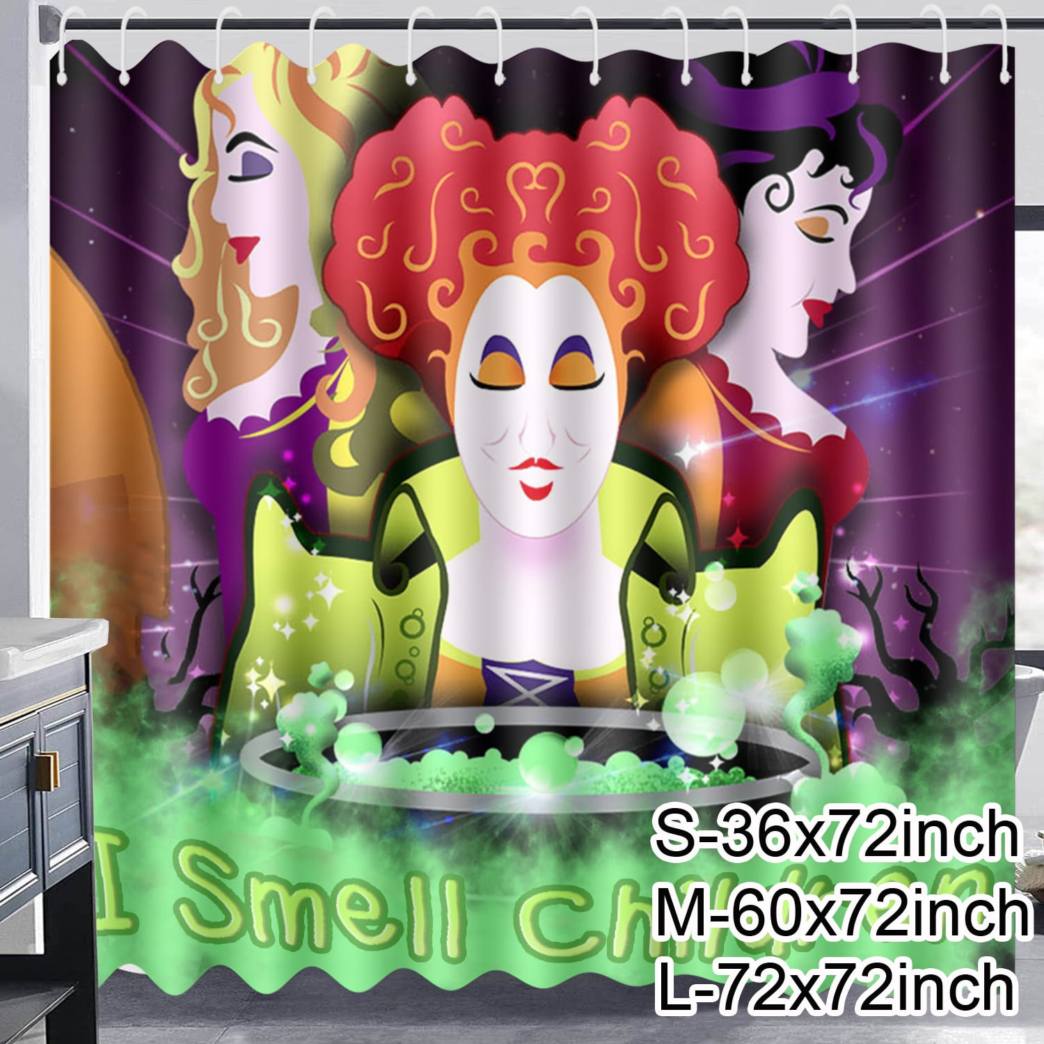 Hocus Pocus Shower Curtain Funny Xmas Shower Curtains For Holiday