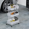 Simple Houseware 3-Tier Heavy Duty Metal Utility Rolling Cart, White ...