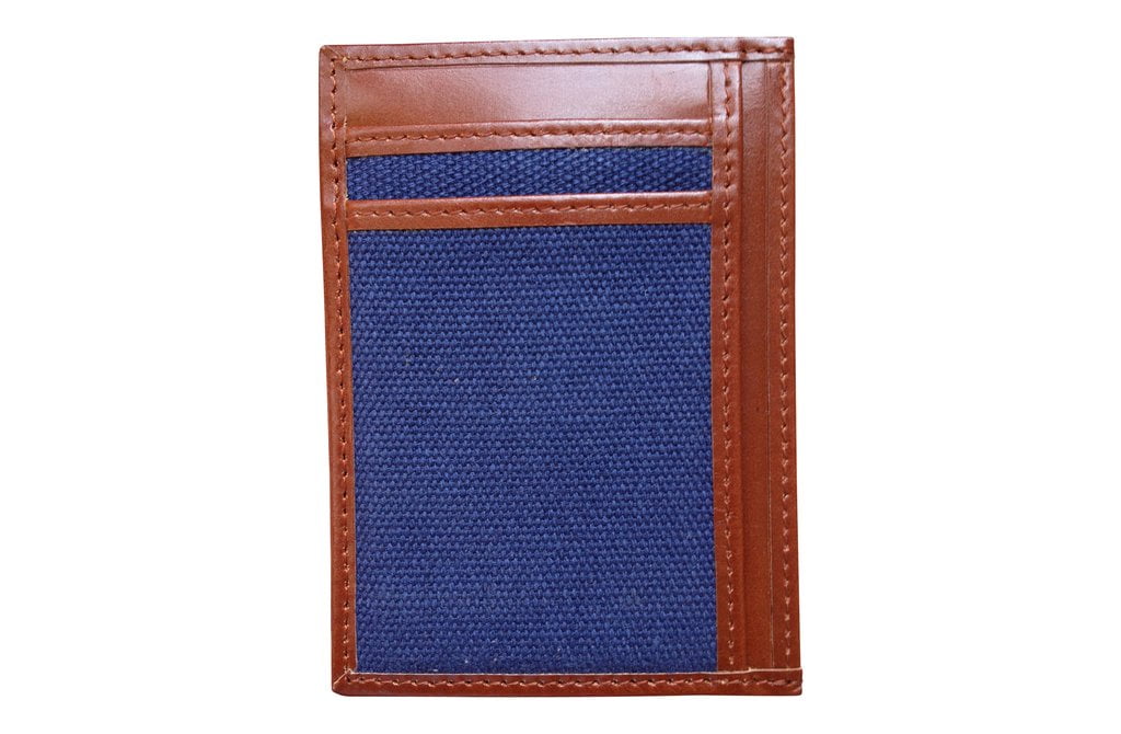 Avallone Men's Canvas & Leather Money Clip RFID Wallet - Navy Blue ...