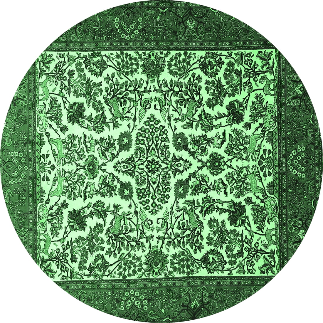 Ahgly Company Indoor Round Persian Emerald Green Traditional Area Rugs ...