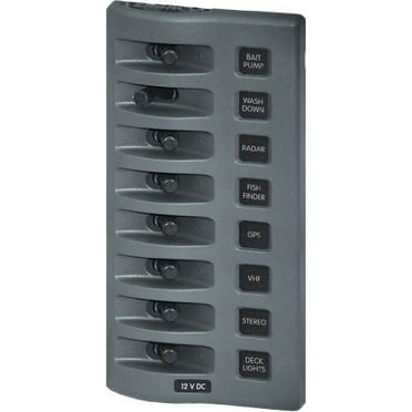 Blue Sea Systems #8262 Switch Panel, Contura w/ Fuses, 4 Switches, Gray ...